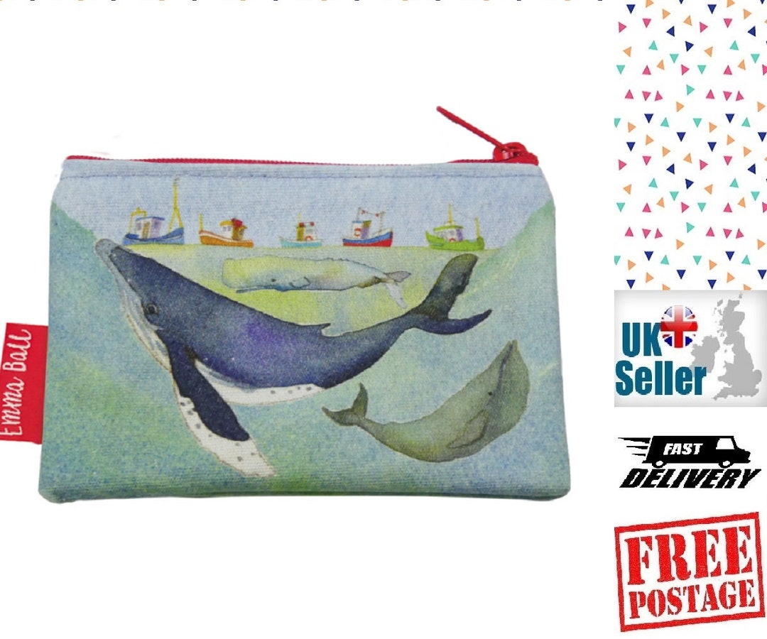 Emma Ball Purse. Whales Under the Sea Purse. Zip Purse Small Makeup ...