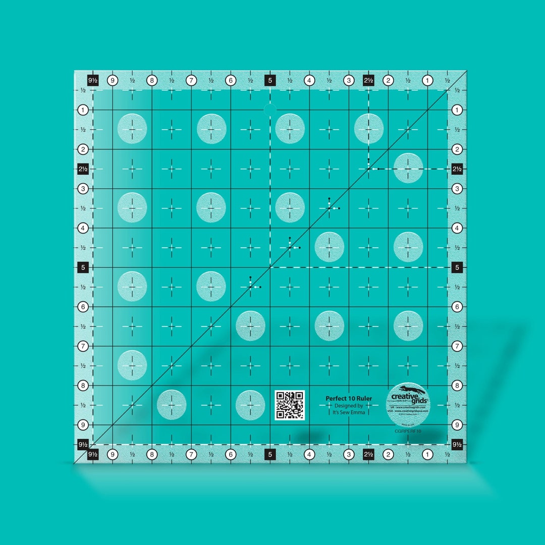 Creative Grids Perfect 10 Ruler. 10"x10" Square Quilting Ruler ...