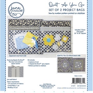 June Tailor Quilt as You Go Project Bag Kit. Make 2 Project Bags 1x16 ...