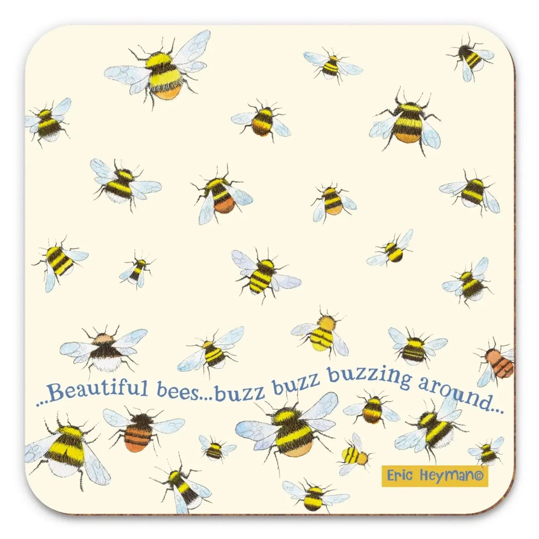 Emma Ball Coaster 'bees' Designed by Eric Heyman. 10cm Square, Single ...