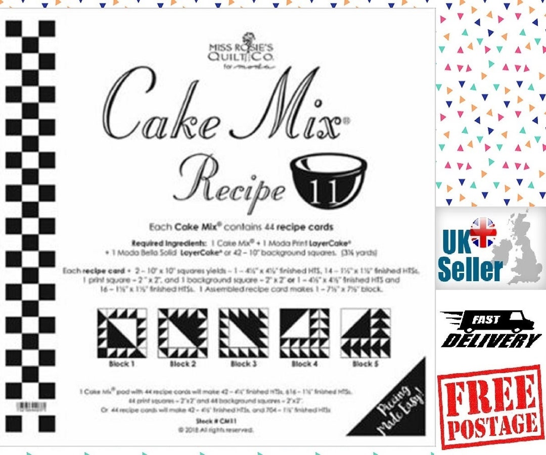 MODA Cake Mix Recipe 11 (ELEVEN) Foundation Paper for Layer Cake / 10 ...