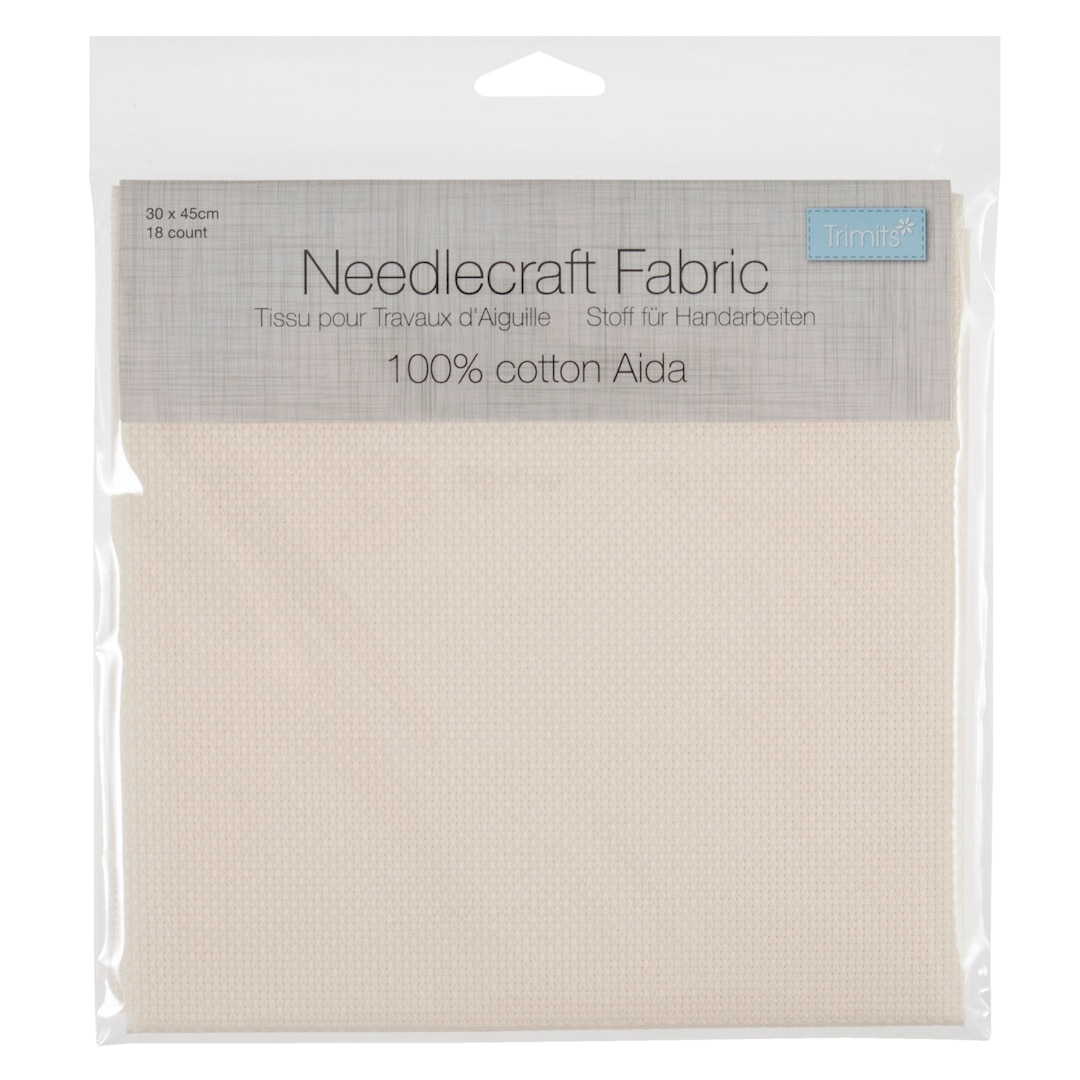 18 Count CREAM Aida Fabric Piece. Trimits. 30x45cm (12" X 18"). Cotton ...