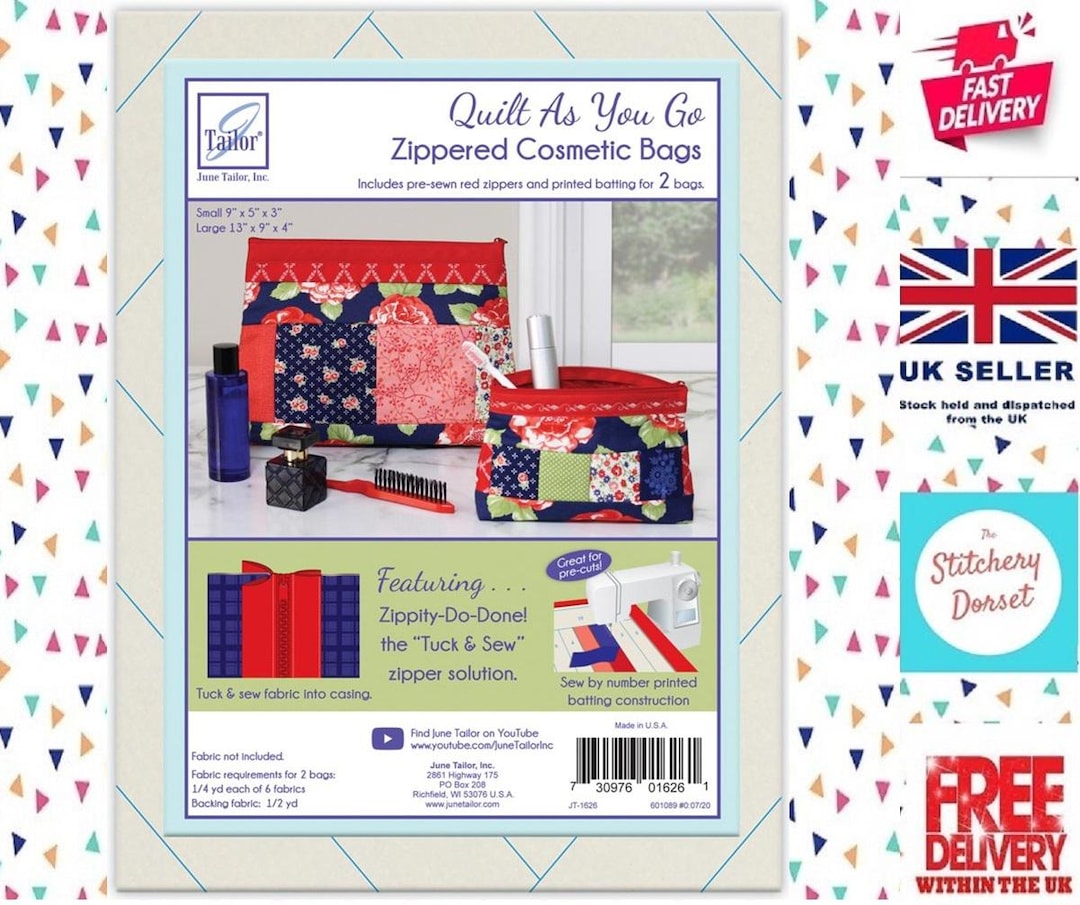 June Tailor Quilt as You Go Zippered Cosmetic Bags. Includes Pre-sewn ...