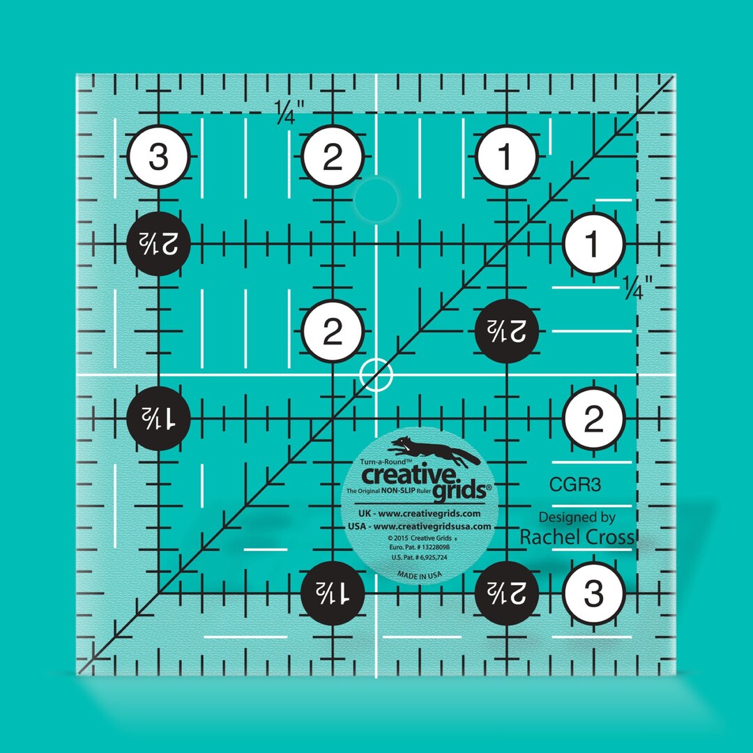 Creative Grids 3.5" X 3.5" Square Quilting Ruler CGR3. Turn-a-round ...