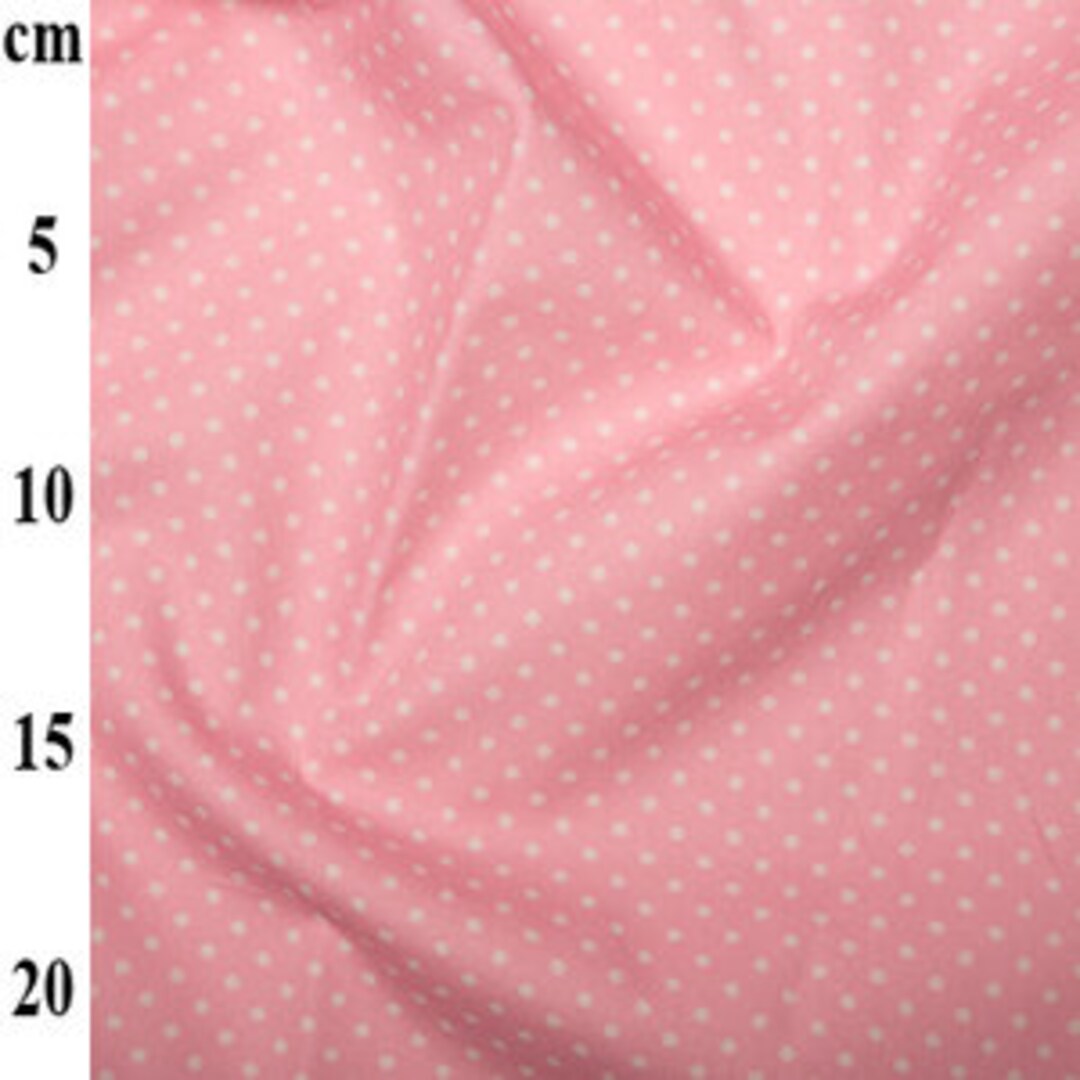 Pink With White Spots Cotton Poplin Fabric, 110cm (44") Wide, 130 Gsm ...