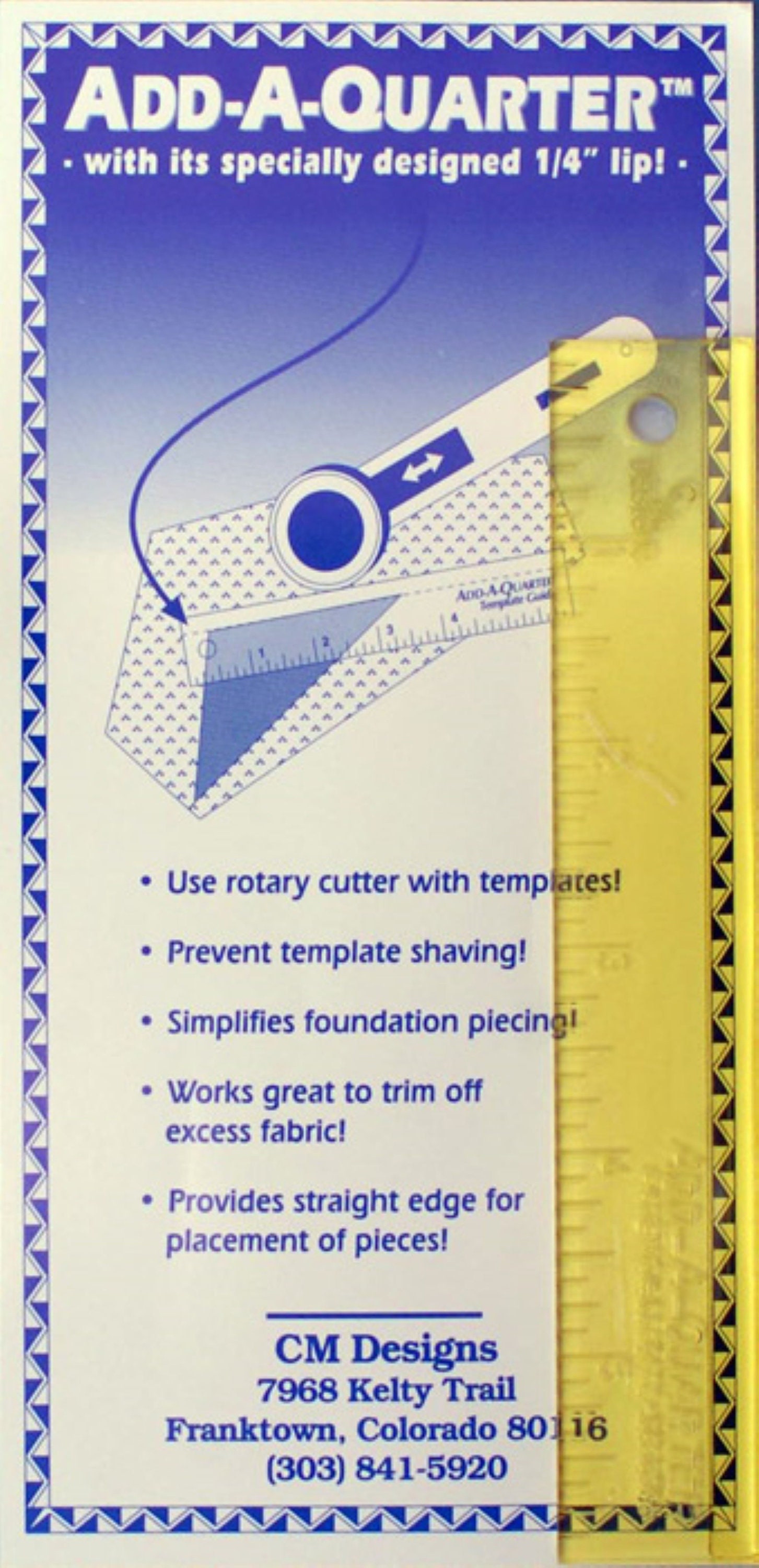 6" Add a Quarter Ruler (1 X 6 Inch). Easily Add a 1/4" Seam Allowance ...