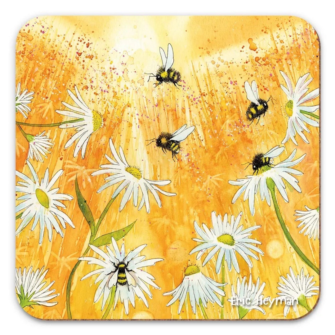 Emma Ball Coaster 'bees & Daisy' Designed by Eric Heyman. 10cm Square ...