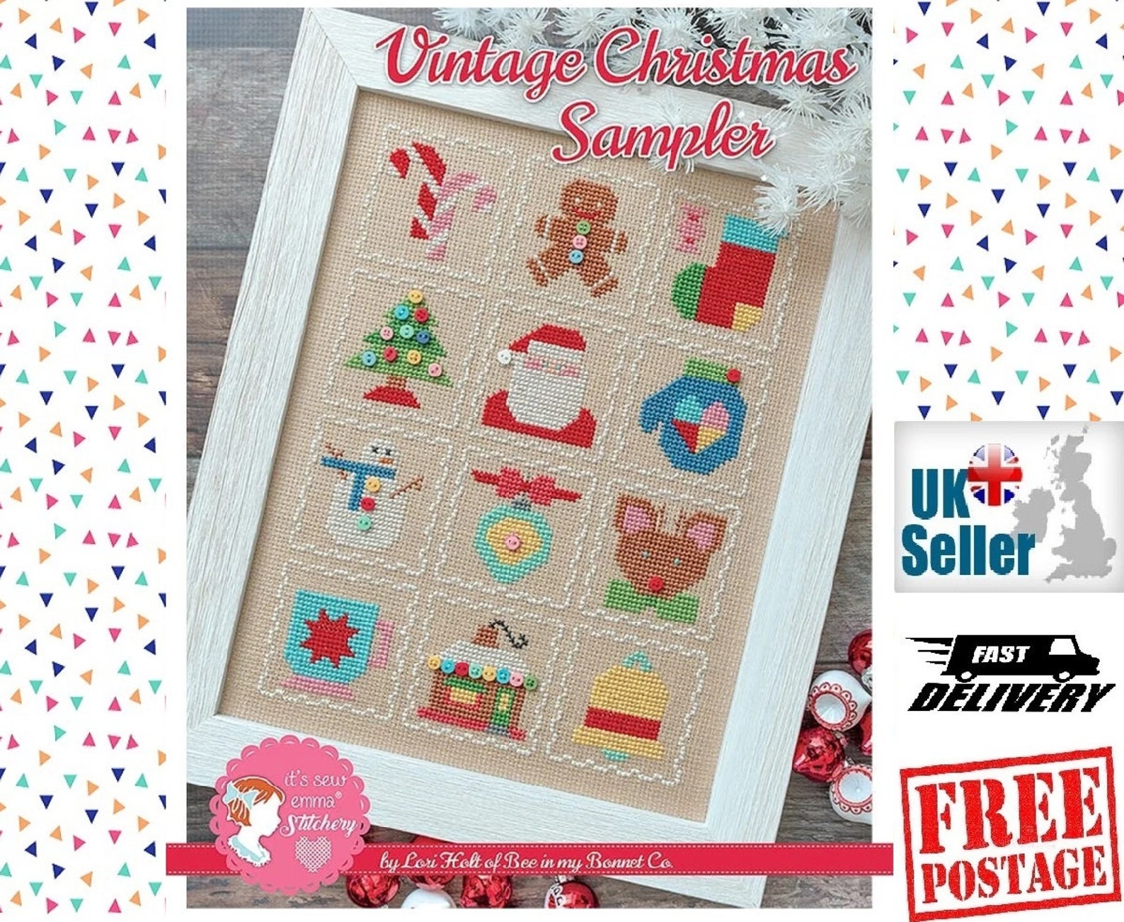 Vintage Christmas Sampler Cross Stitch Pattern by Lori Holt and Its Sew ...