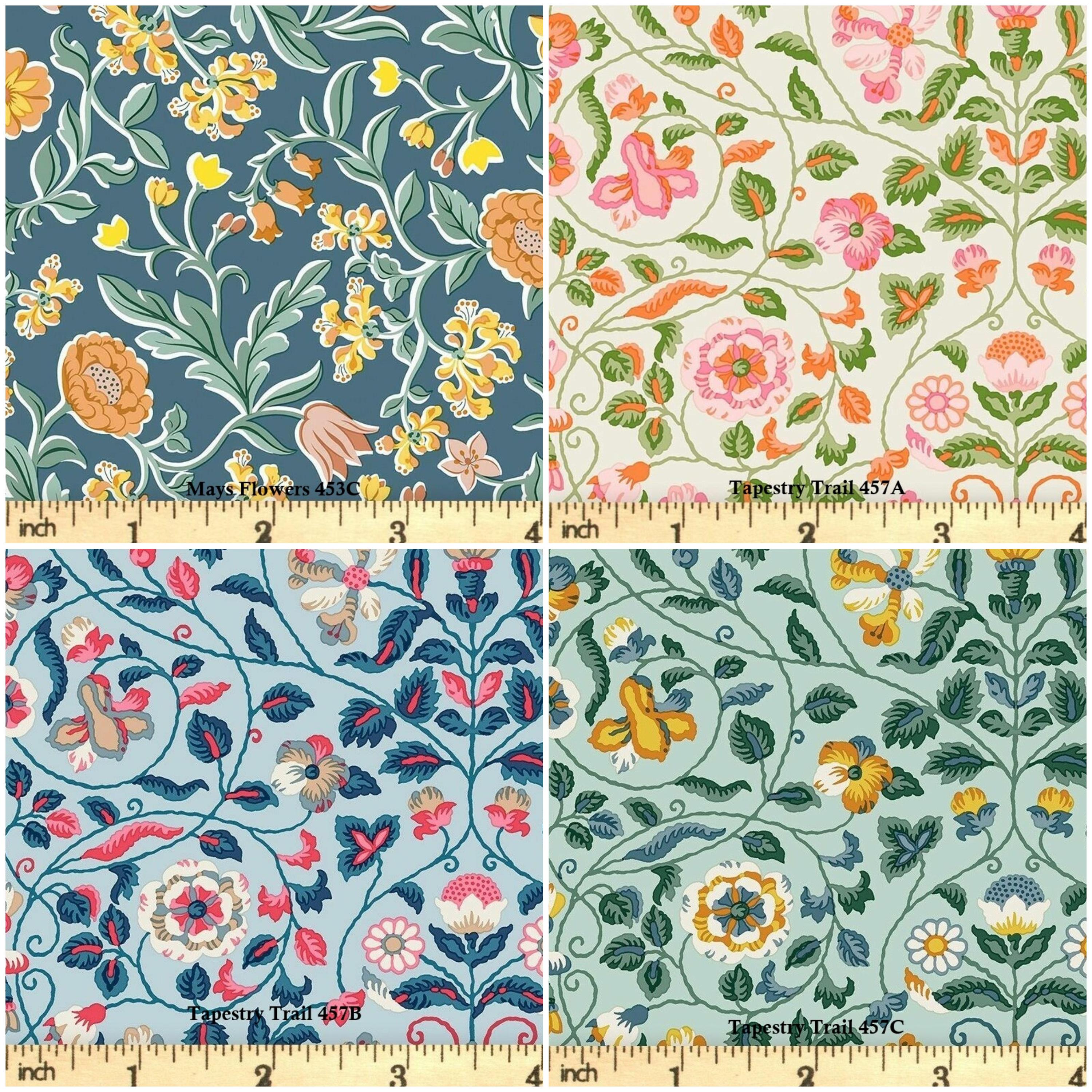 Liberty Fabric, Craft Garden Mays Flowers 435C. Italian Lasenby Cotton ...