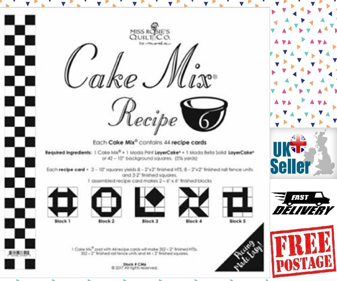 MODA Cake Mix Recipe 6 (SIX) Foundation Paper for Layer Cake / 10 ...
