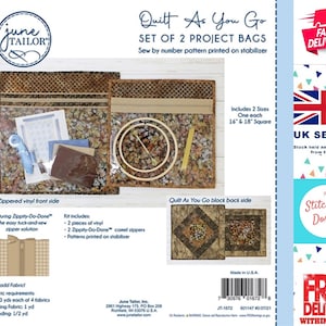 June Tailor Quilt as You Go Project Bag Kit. Make 2 Project Bags 1x16 ...