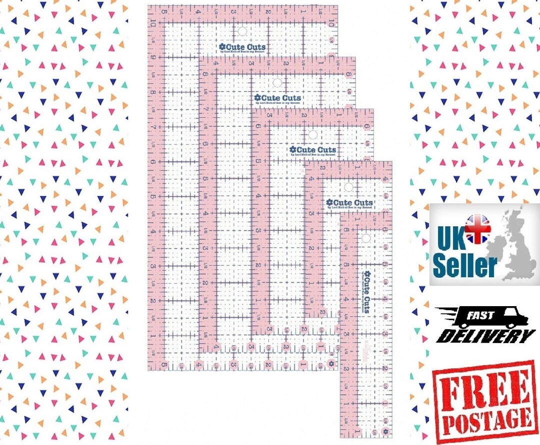 Lori Holt Cute Cuts Rectangular Ruler Set.includes 5 Non Slip Rulers 1. ...