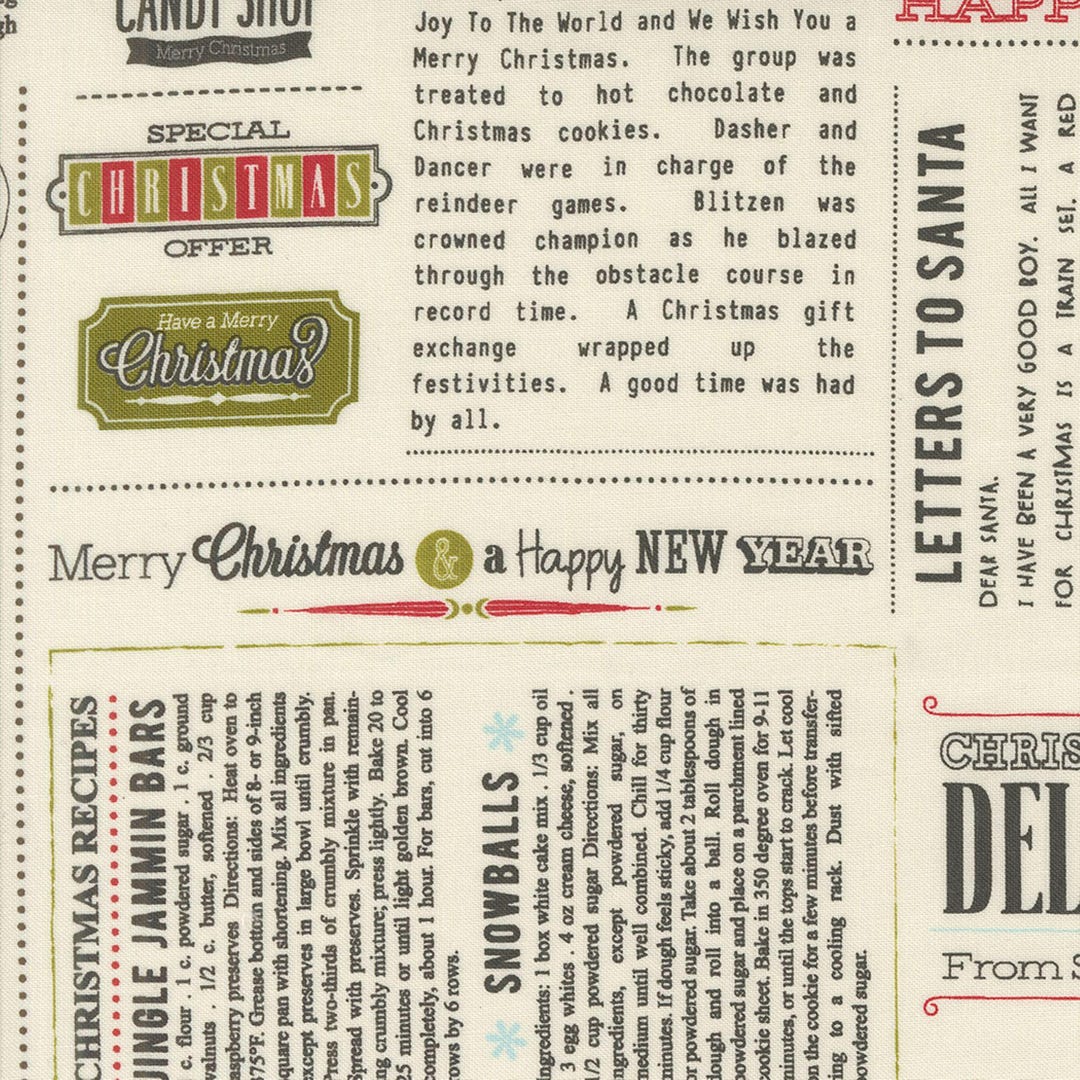 MODA Christmas Fabric. Emmitt & Ivy by Sweetwater 55690 11 Vanilla ...