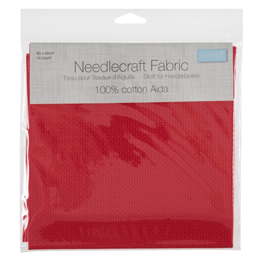 14 Count RED Aida Fabric Piece. Trimits. 30x45cm (12" X 18"). Cotton ...