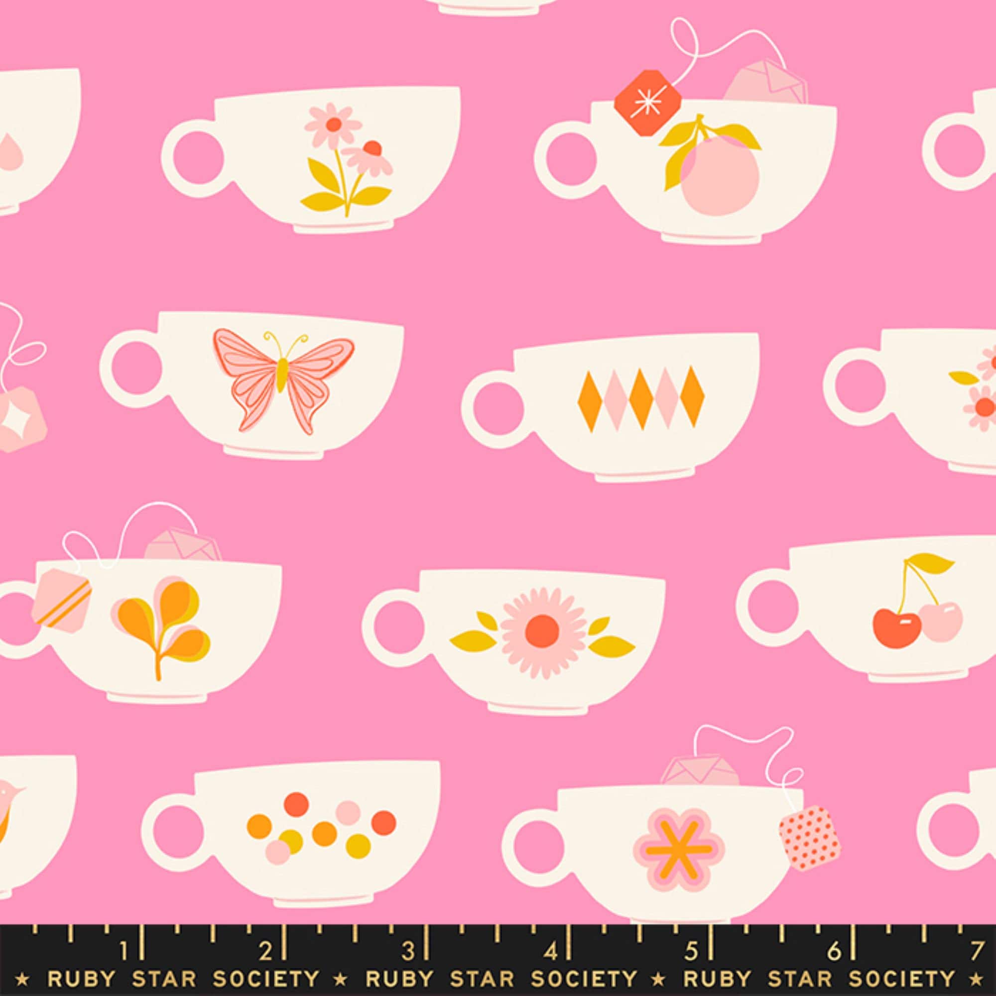 Ruby Star Camellia by Melody Miller RS0029 11 Flamingo. Teacups on a ...