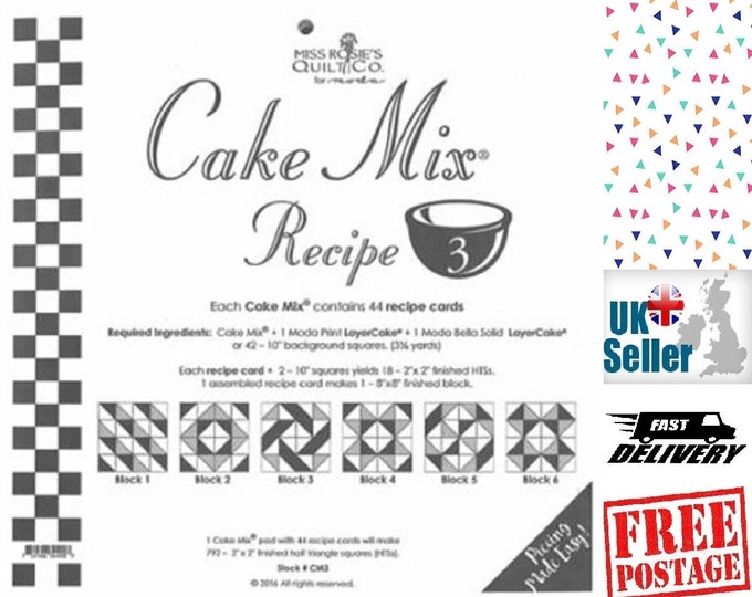 MODA Cake Mix Recipe 3 (THREE) Foundation Paper for Layer Cake / 10 ...
