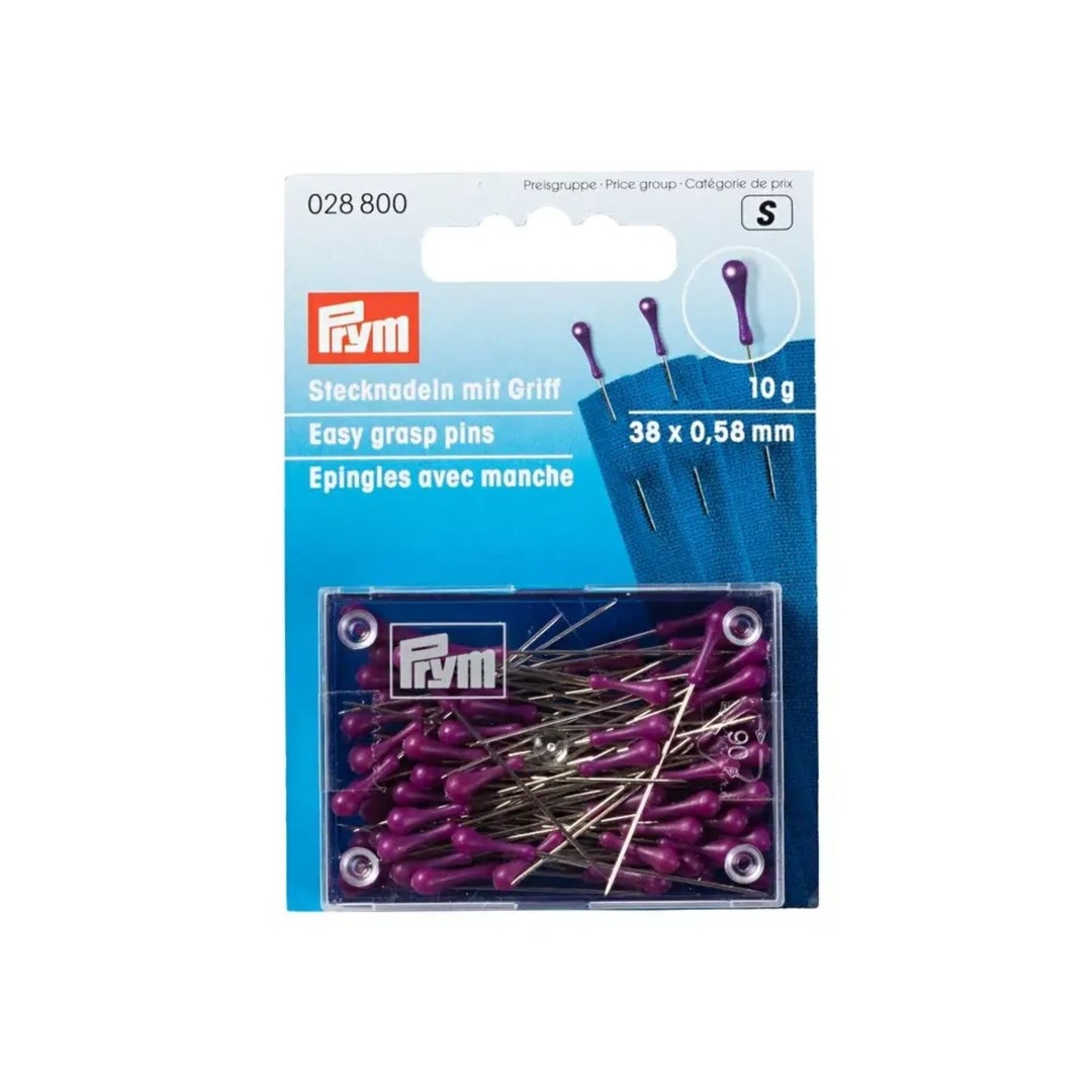 Prym 028 800 Easy Grasp Pins, 10 Grams of Fine Pins in Clear Container ...