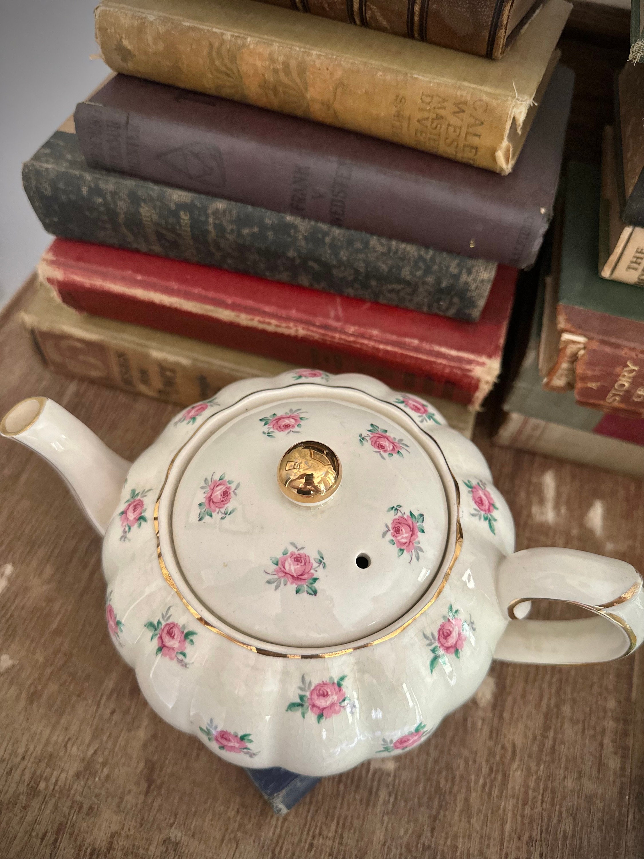 Vintage Gibsons Melon Shaped Tea Pot, Pink Rosebud Made in England - Etsy