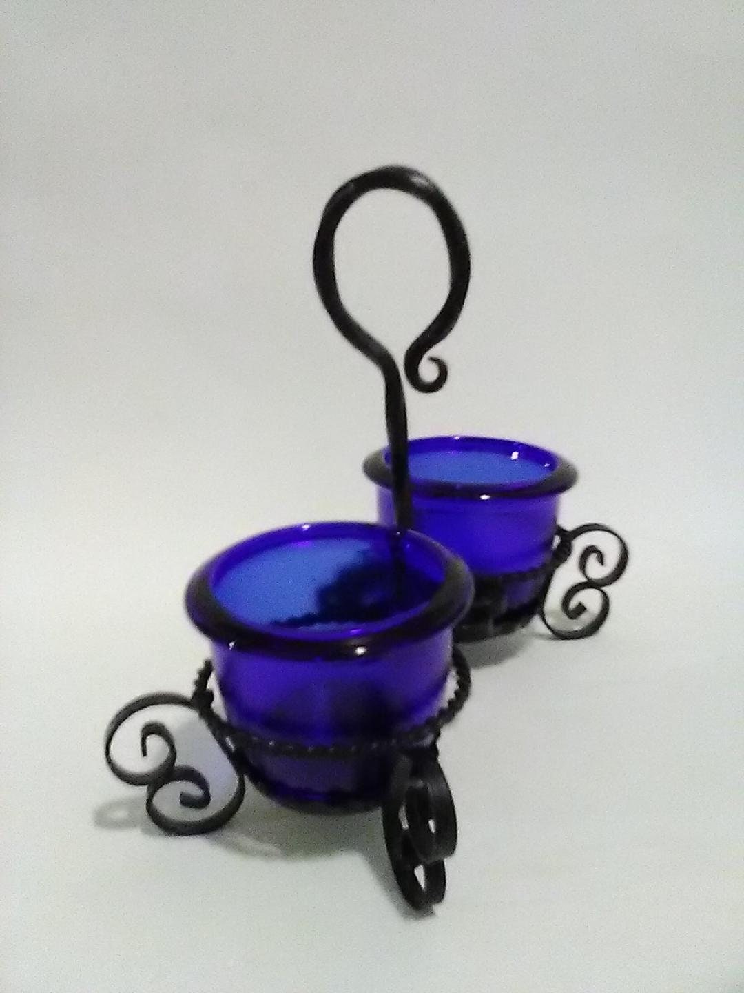 Cobalt Blue Glass Cups, Server, France, 7-1/2" - Etsy