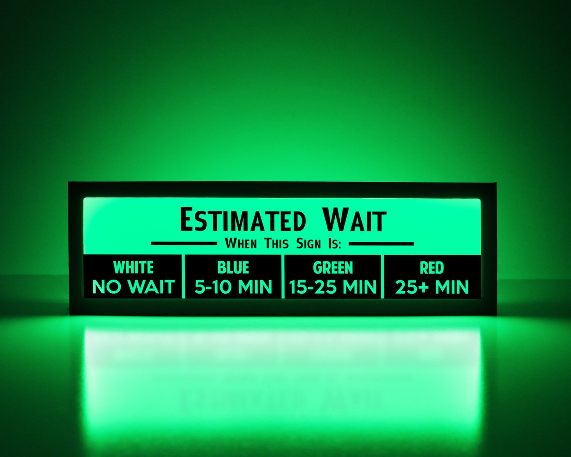 Estimated Wait Time Sign Wait Sign No Wait Sign Estimated - Etsy