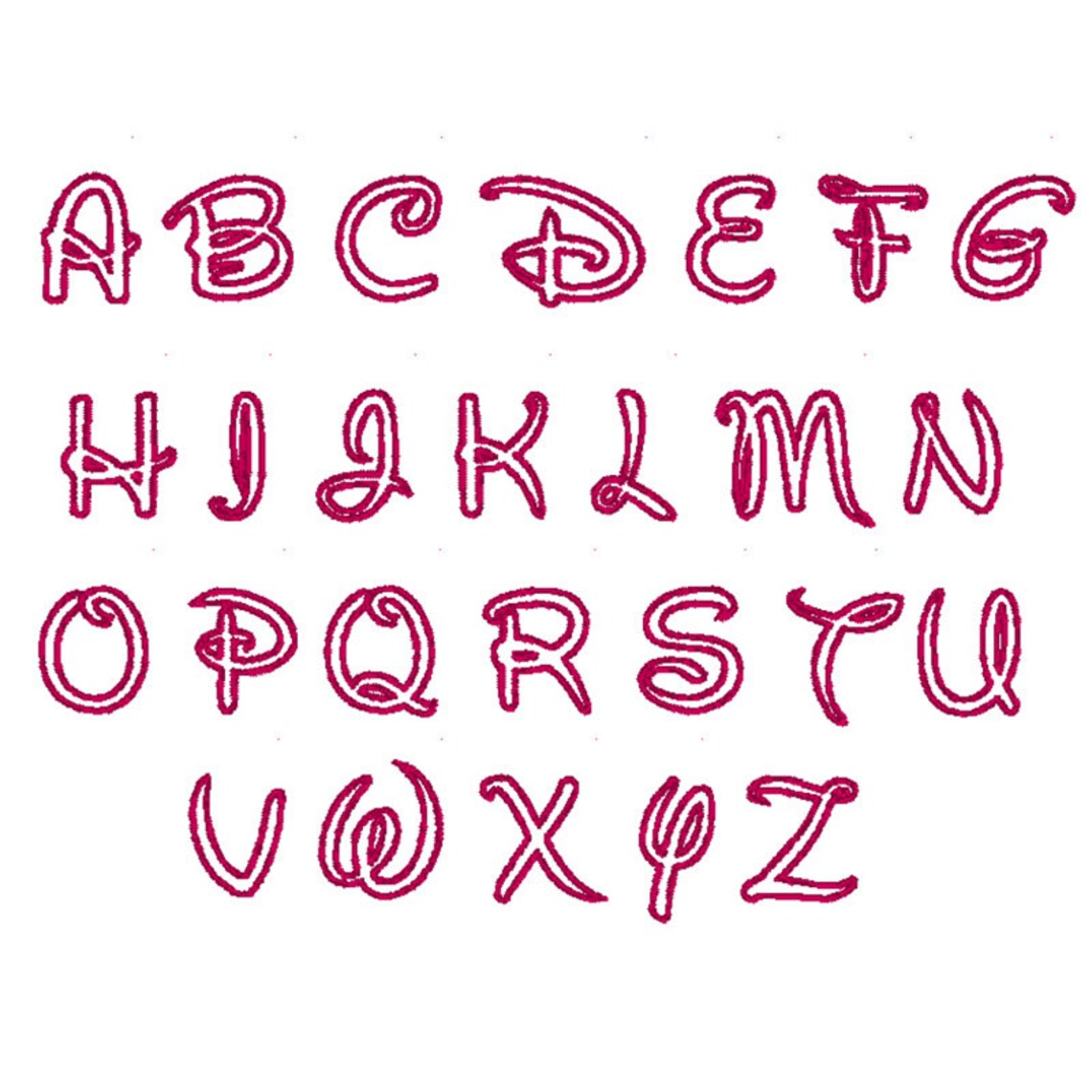 Applique Disney Font Embroidery machine. 5 sizes | Etsy