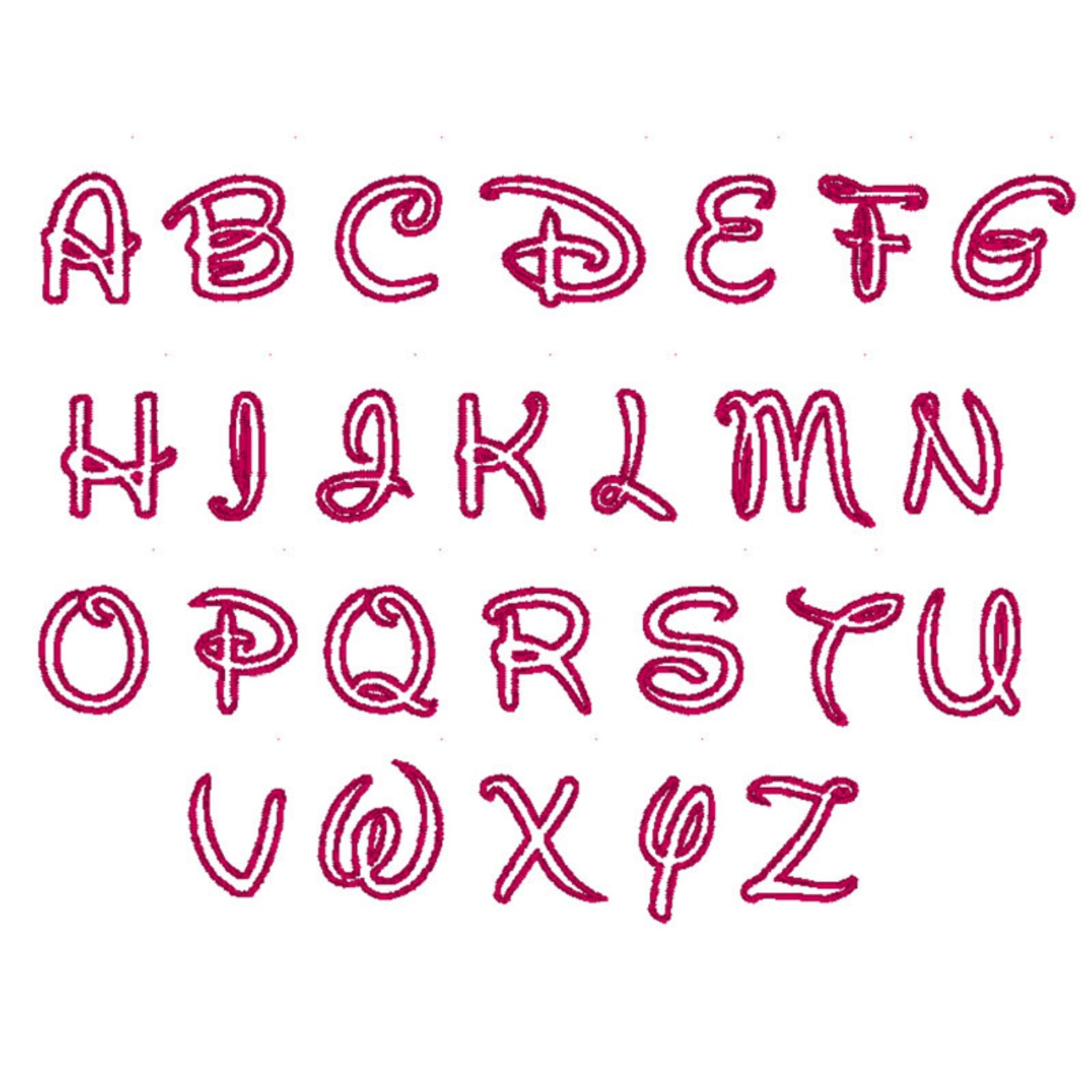 Applique Disney Font Embroidery machine. 5 sizes | Etsy