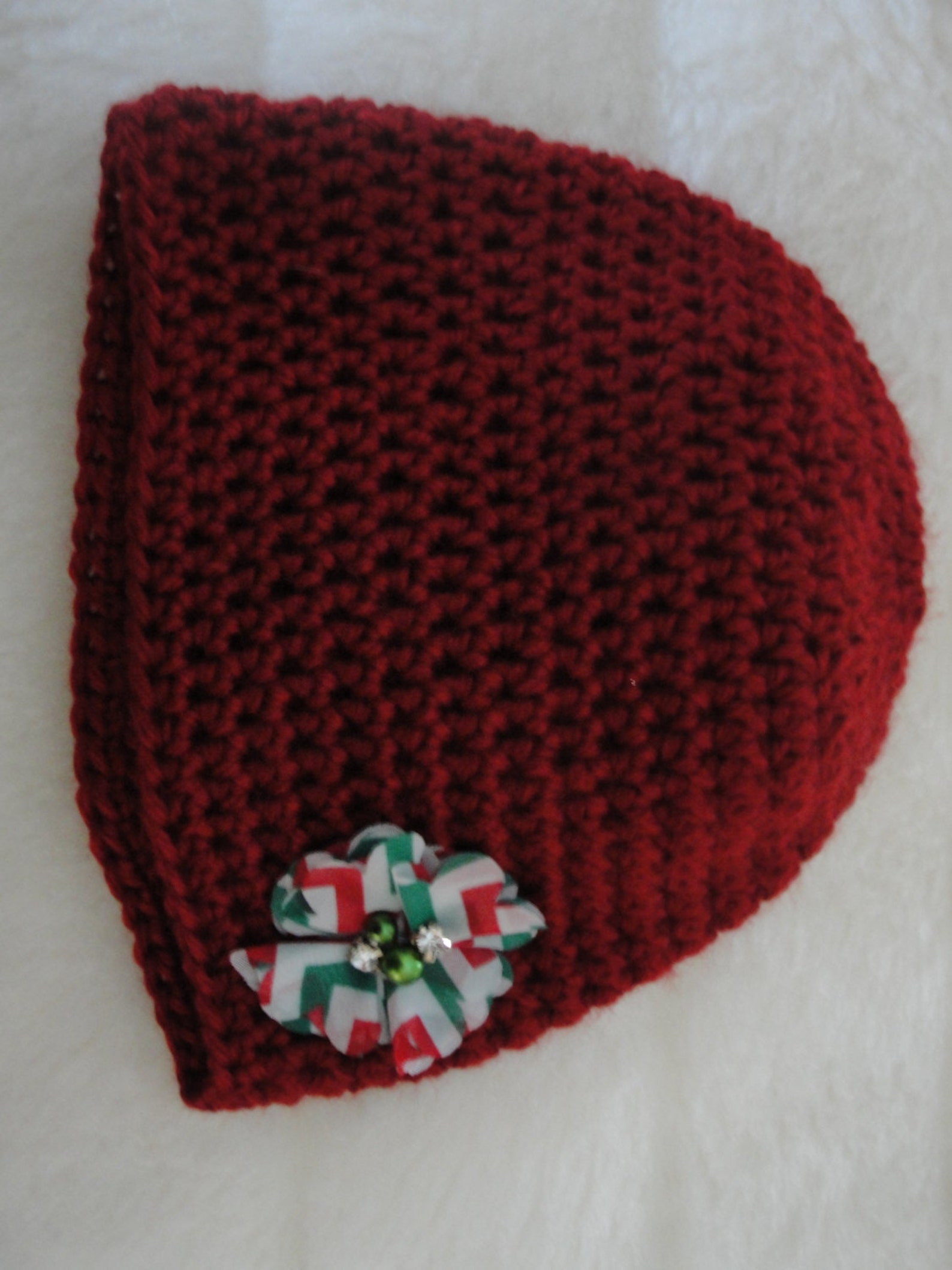 Little Red Hat for a 12-18 Month Old With a Christmas Flower. Handmade ...