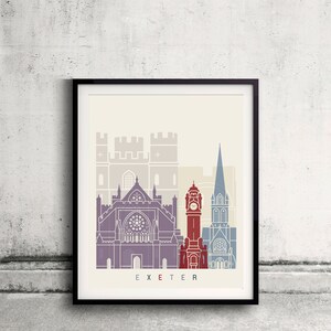 Exeter Skyline Poster - Fine Art Print Landmarks Skyline Poster Gift ...