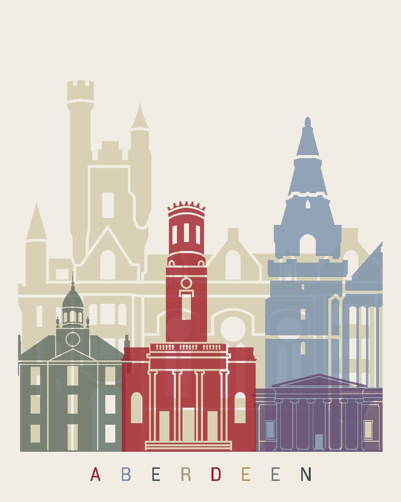 Aberdeen Skyline Poster Fine Art Print Landmarks Skyline | Etsy