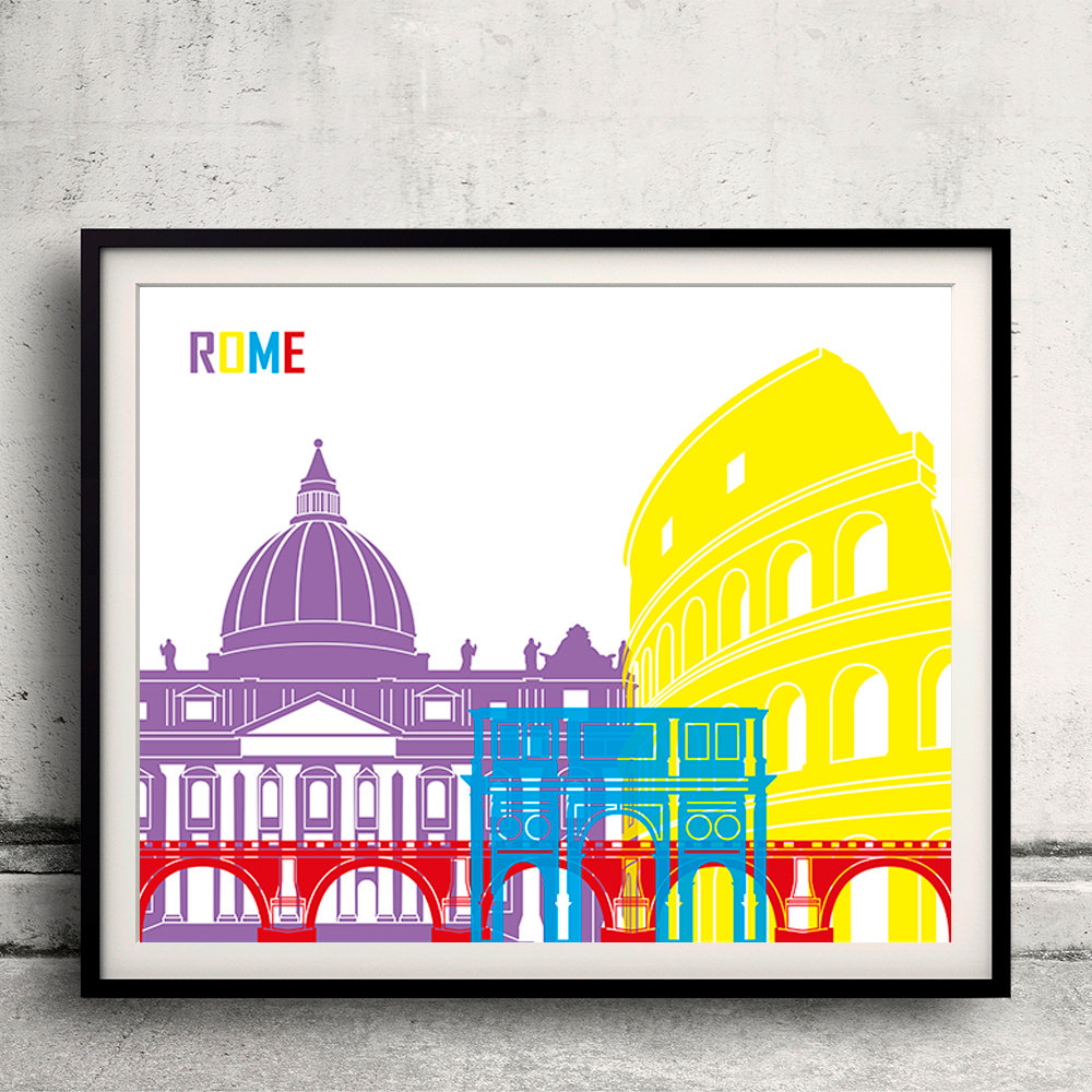 Rome pop art skyline 8x10 in. to 12x16 in. Fine Art Print | Etsy