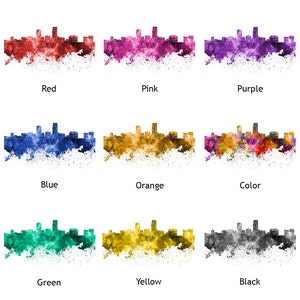 Omaha Skyline in Watercolor on White, 8 Monochrome Colors, and Full ...