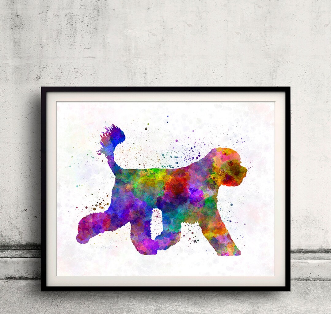 Portuguese Water Dog 01 in Watercolor - Fine Art Print Poster Decor ...