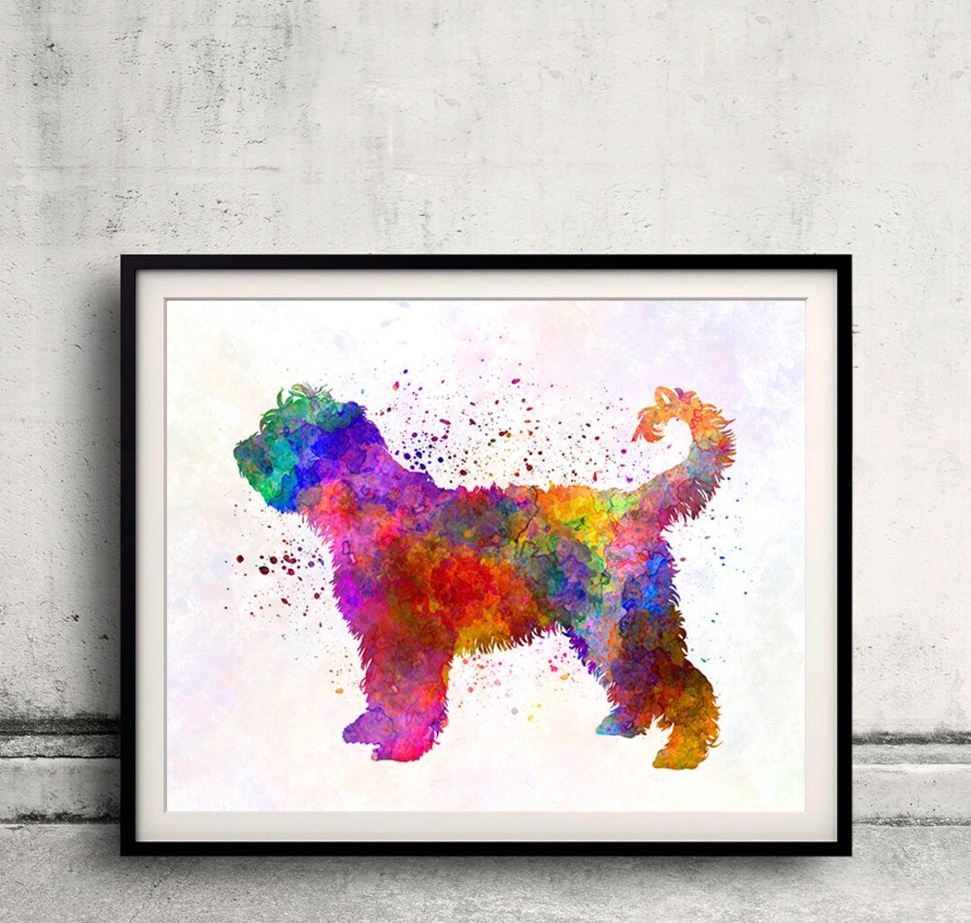 French Water Dog 01 in Watercolor - Fine Art Print Poster Decor Home ...