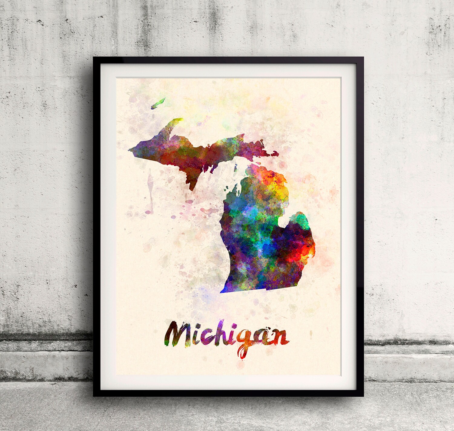 Michigan US State in Watercolor Background 8x10 In. to 12x16 | Etsy