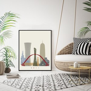 Doha Skyline Poster - Fine Art Print Landmarks Skyline Poster Gift ...