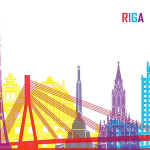 Riga Pop Art Skyline 8x10 In. to 12x16 In. Fine Art Print Glicee Poster ...