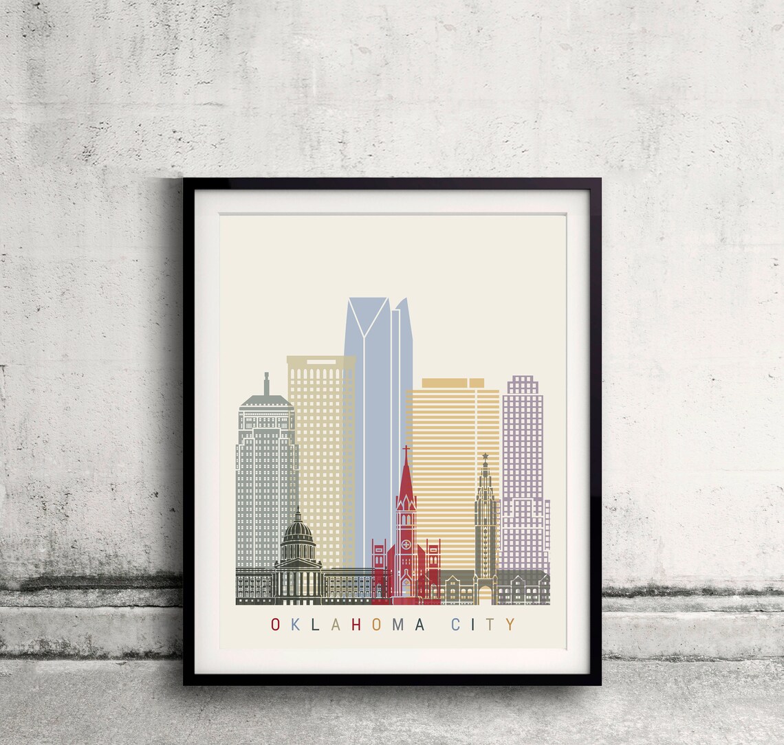 Oklahoma City V2 Skyline Poster Fine Art Print Landmarks - Etsy