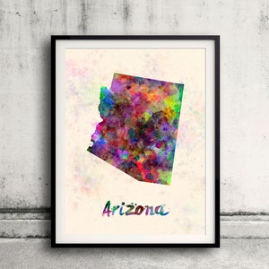 Arizona US State in Watercolor Background 8x10 In. to 12x16 In. Poster ...