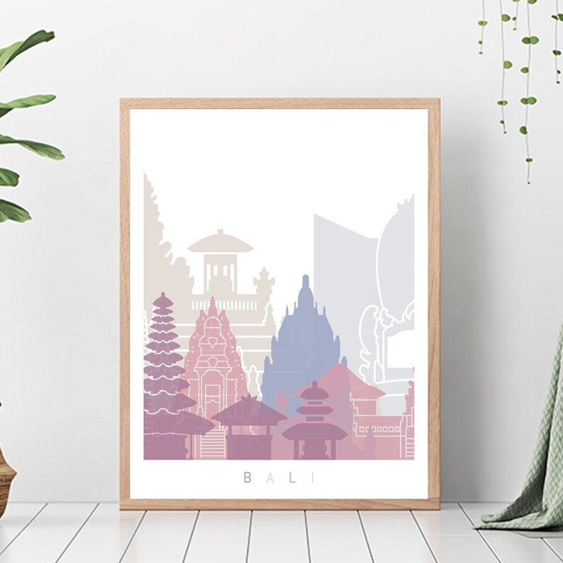 Bali Skyline Poster Fine Art Print Landmarks Skyline Poster - Etsy