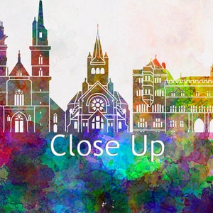 Basel Skyline in Watercolor Background 8x10 In. to 12x16 In. Poster ...