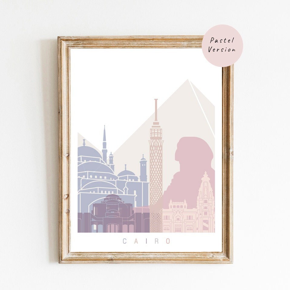 Cairo Skyline Poster Fine Art Print Landmarks Skyline Poster - Etsy