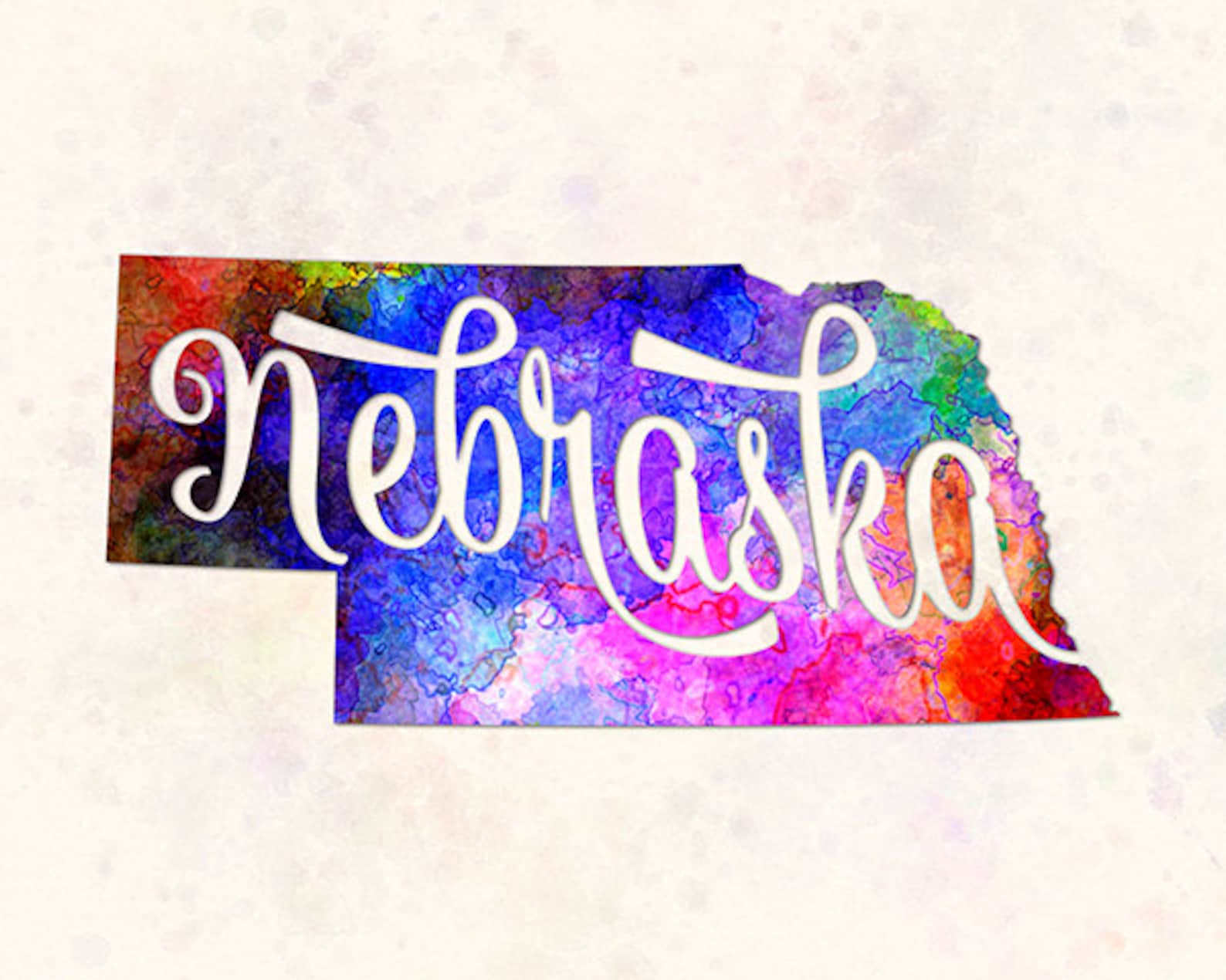 Nebraska Map in Watercolor Fine Art Print Glicee Poster | Etsy