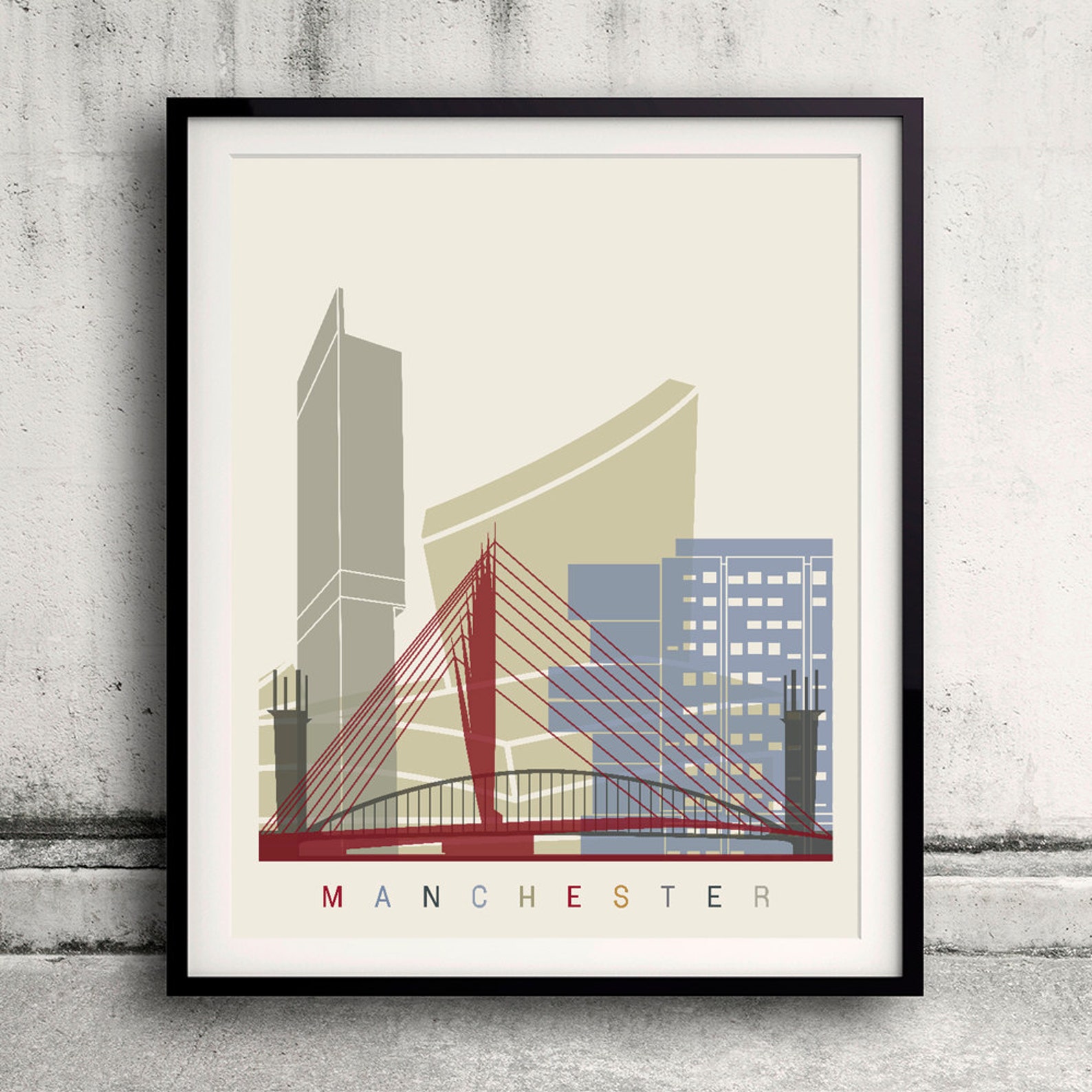 Manchester Skyline Poster - Fine Art Print Landmarks Skyline Poster ...