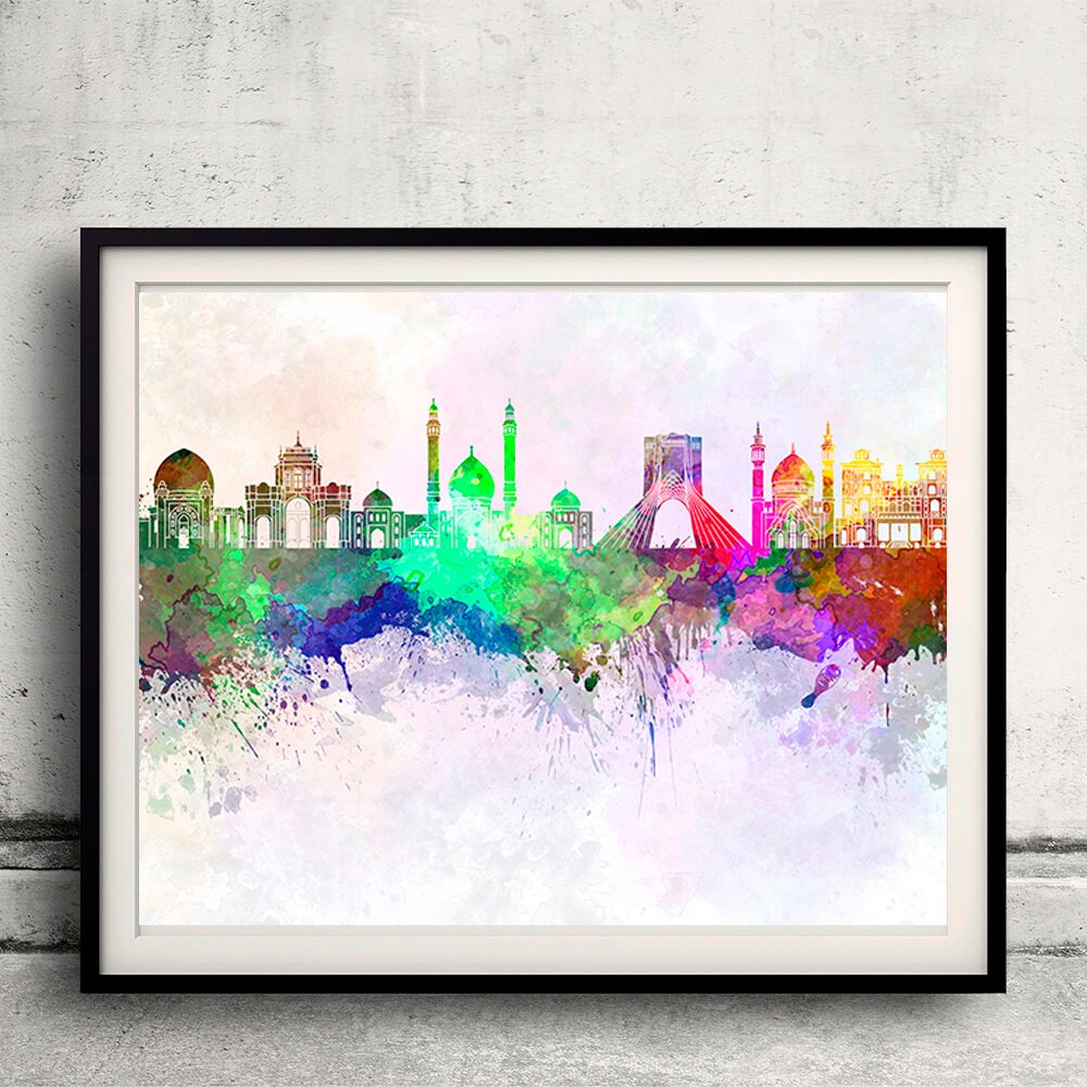 Tehran Skyline in Watercolor Background Poster Digital Wall - Etsy