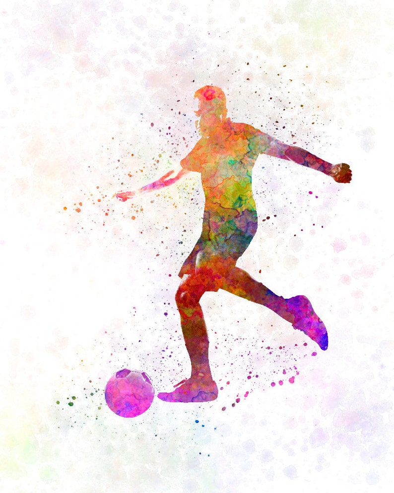 Man Soccer Football Player 16 - Poster Watercolor Wall Art Gift ...