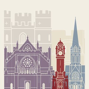 Exeter Skyline Poster - Fine Art Print Landmarks Skyline Poster Gift ...
