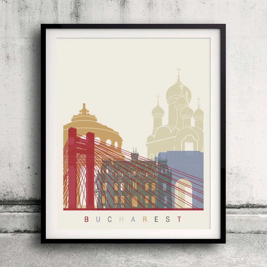 Bucharest Skyline Poster - Fine Art Print Landmarks Skyline Poster Gift ...