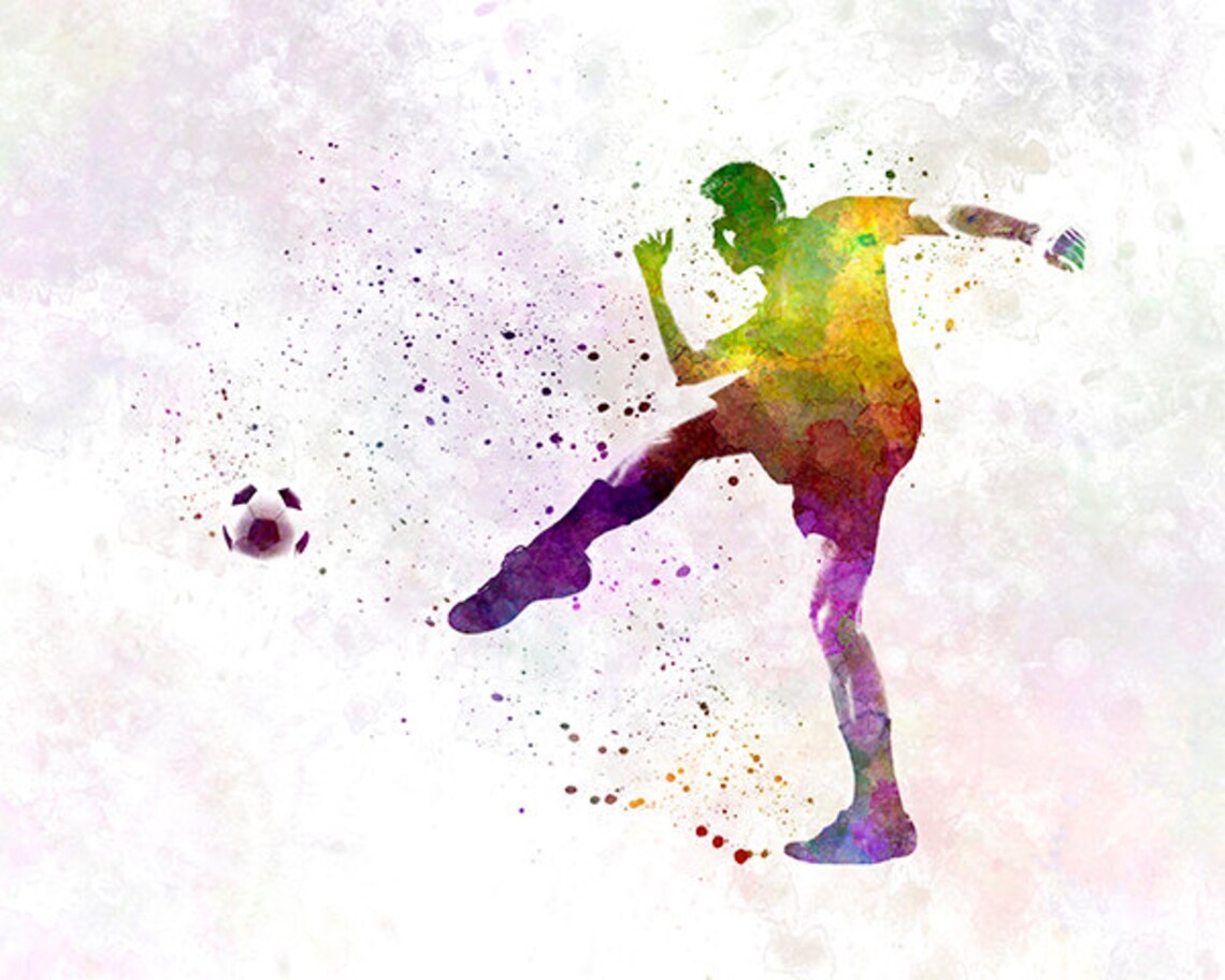 Man Soccer Football Player 15 - Poster Watercolor Wall Art Gift ...