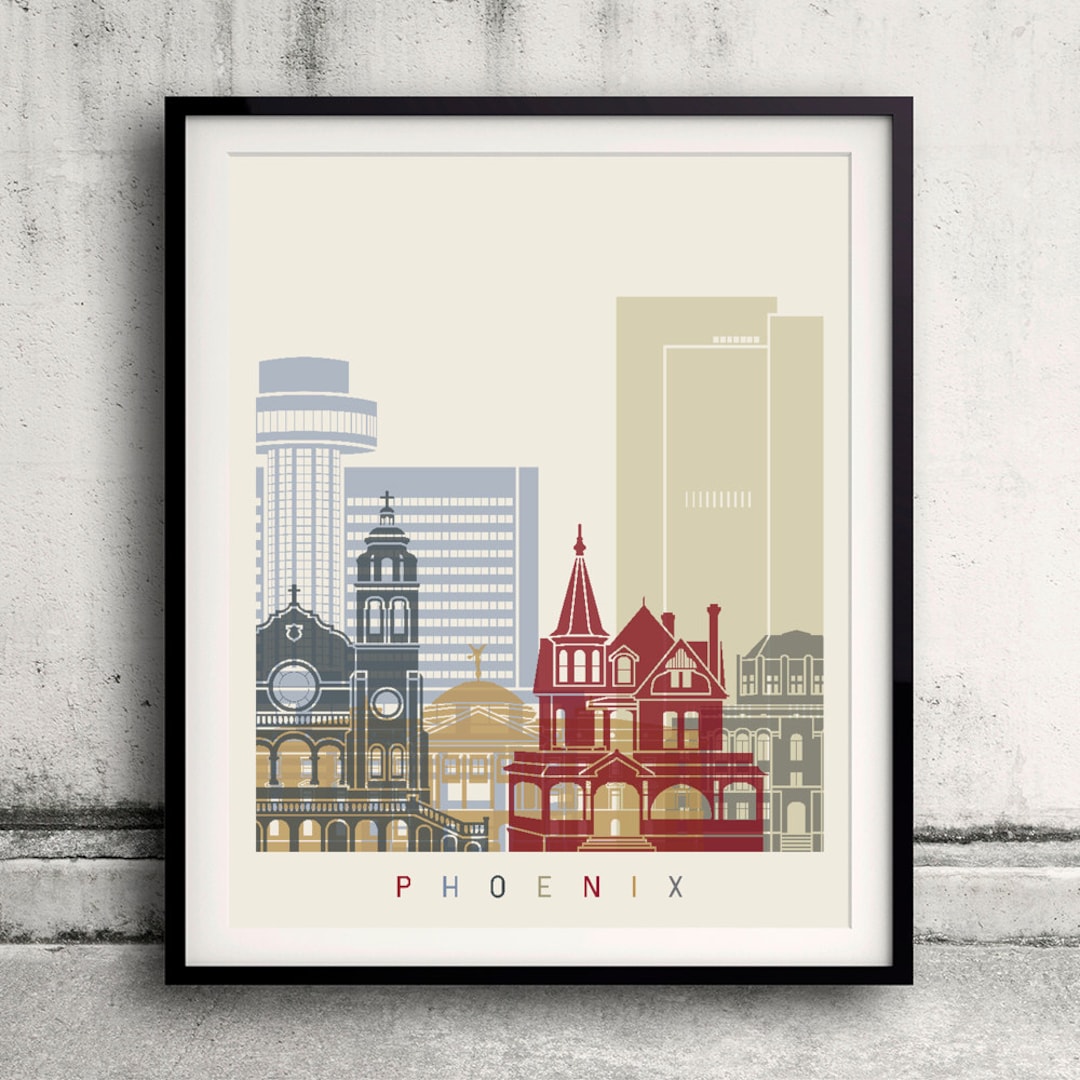 Phoenix Skyline Poster - Fine Art Print Landmarks Skyline Poster Gift ...