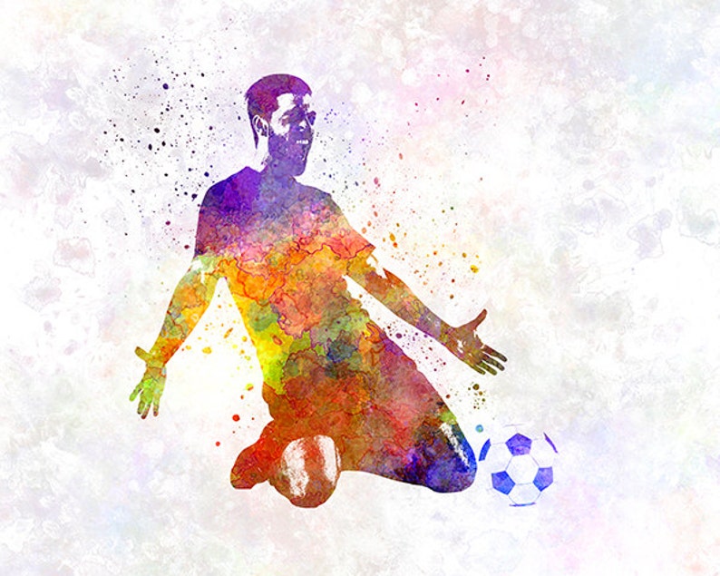 Man Soccer Football Player 13 - Poster Watercolor Wall Art Gift ...